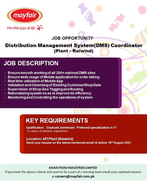 Job Opportunity Dms Coordinator Sales Operations Mayfair Muhammad Jawad