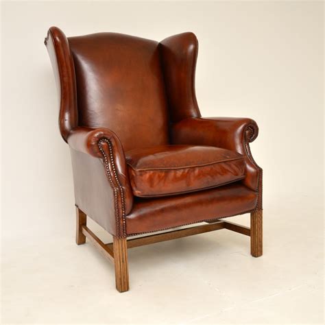 Antique Leather Wing Back Armchair Marylebone Antiques