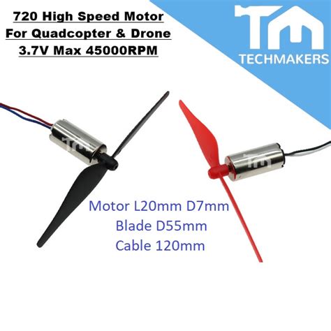 Coreless High Speed Dc Motor 720 With 55mm Blade 1 Pair 3 7v For Quadcopter Drone Diy Arduino