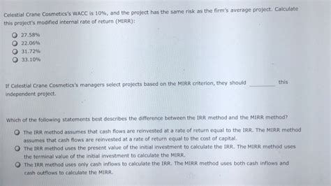 Solved Aa Aa 4 Modified Internal Rate Of Return Mirr The