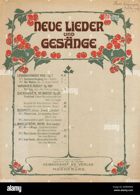 This Sheet Music Includes The Poem Gedicht Von Marie Von Sternau With Plate Number Hv 9543