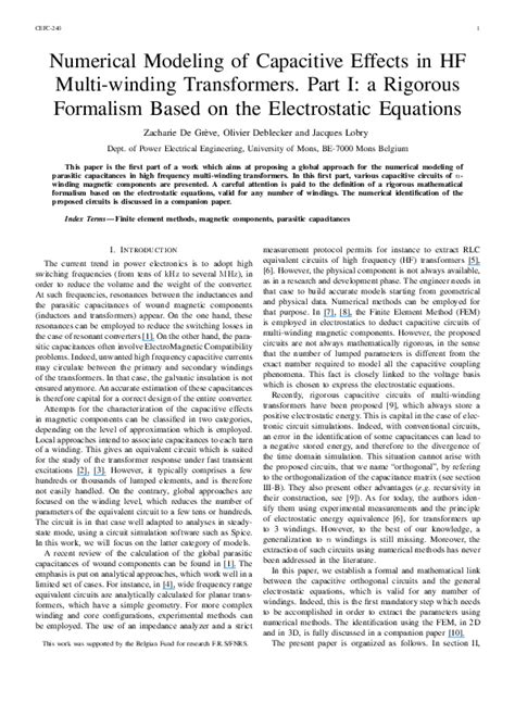Pdf Numerical Modeling Of Capacitive Effects In Hf Multiwinding Transformers—part Ii