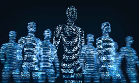 걷는 디지털 사람들의 군중 인간과 기술의 공생의 개념 3d 렌더링 0명에 대한 스톡 사진 및 기타 이미지 0명 3차원 형태 Dna Istock