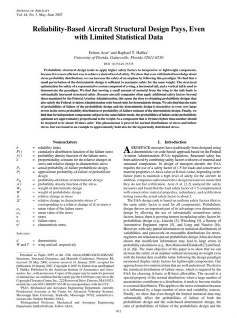 Pdf Reliability Based Aircraft Structural Design Pays Even With · 2008 6 12