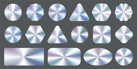복사 공간이 있는 미래 기하학적 홀로그램 스티커 벡터는 그라데이션 또는 금속 효과를 가진 홀로그램 태그 또는 라벨을 분리했습니다 공식 제품 보증 프리미엄 품질 보증 아이콘
