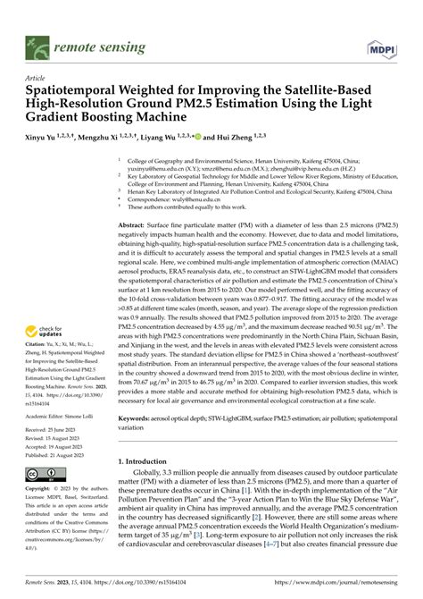 Pdf Spatiotemporal Weighted For Improving The Satellite Based High