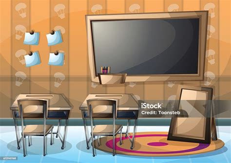 별도의 레이어가 있는 만화 벡터 일러스트 인테리어 교실 0명에 대한 스톡 벡터 아트 및 기타 이미지 0명 가구 가정의 방 Istock