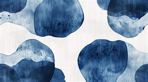 Abstract Art With Overlapping Watercolor Circles And Wavy In Varying Shades Of Blue Premium Ai
