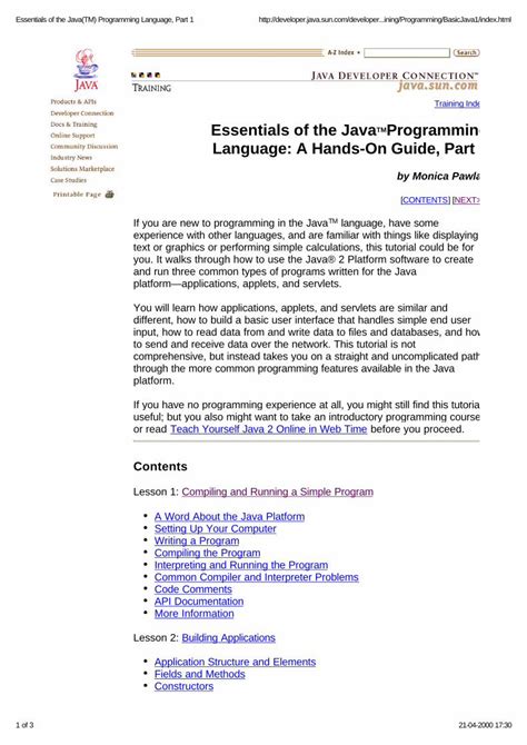 Pdf Essentials Of The Java Programming Language A Hands On Guide