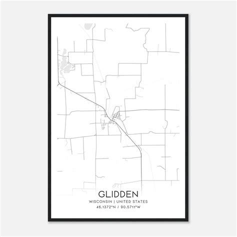 Glidden Wisconsin Map Poster Modern Home Decor Wall Art Print Custom