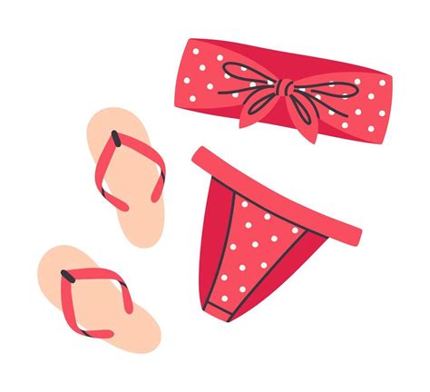 Female Bikini Swimwear Cartoon Womens Beach Swimsuit With Flip Flops