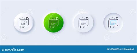 Plan Line Icons Collection Strategy Blueprint Map Proposal Outline Design Scheme Vector