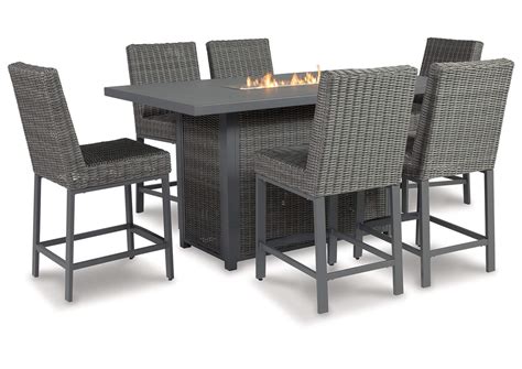 Palazzo 7 Piece Outdoor Bar Stool And Fire Table Set