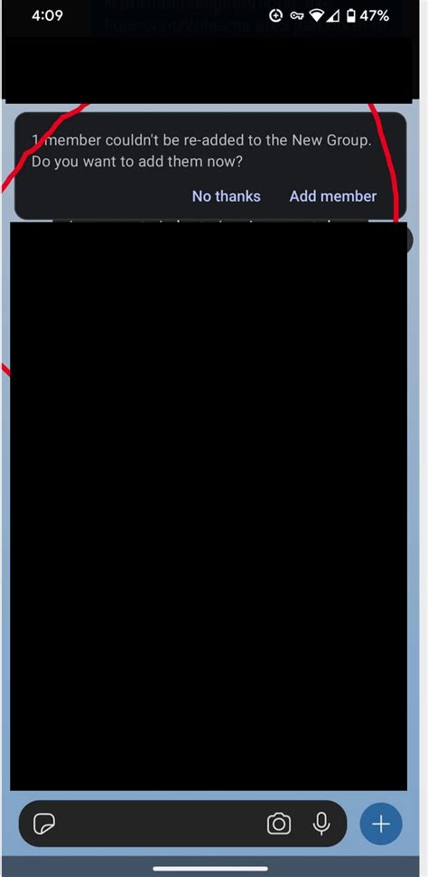 Undismissable Dialogue Member Couldnt Be Re Added To New Group Do