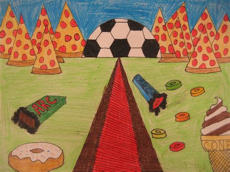 Fantasy Fun One Point Perspective Landscape Class Art Projects Middle School Art Projects