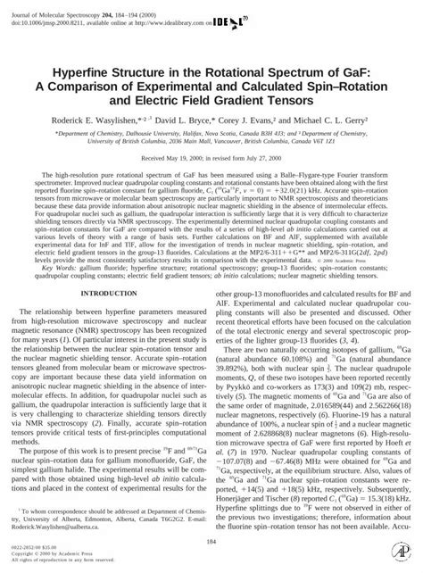 Pdf Hyperfine Structure In The Rotational Spectrum Of Gaf A