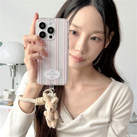 별하케이스 💟당일발송💟아이폰6💟 퍼지베어 파자마 스트라이프 로프 스트랩 키링 투명 젤리 케이스 아이폰케이스 갤럭시케이스