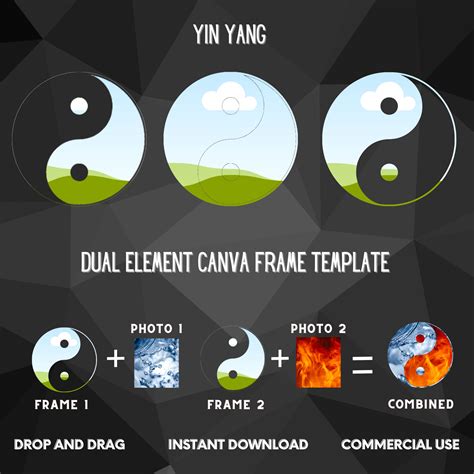 yin yang dual sided canva frame template commercial use and unlimited