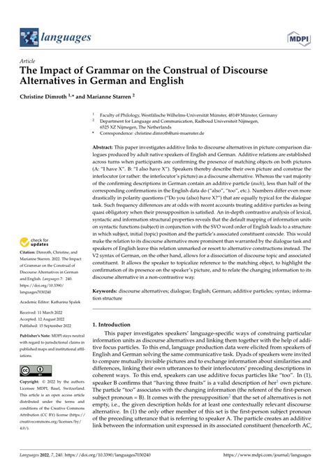 pdf the impact of grammar on the construal of discourse alternatives