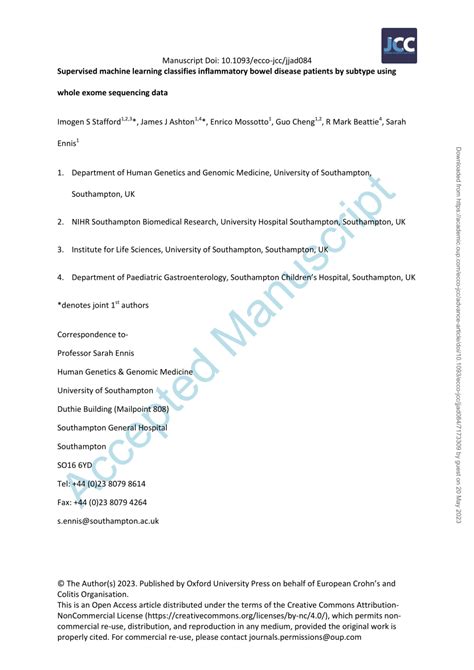 Pdf Supervised Machine Learning Classifies Inflammatory Bowel Disease Patients By Subtype