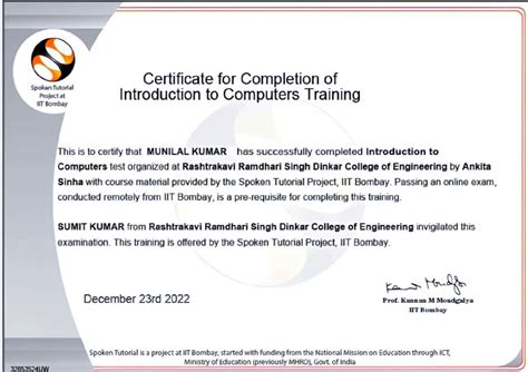 Munilal Kumar On Linkedin Certificate For Completion Of Introduction