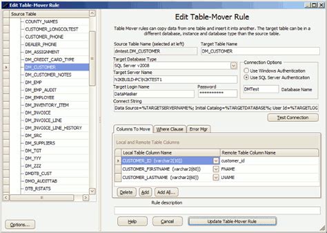 The New Table Mover Rule Form Data Masker For Oracle 5 Product Documentation