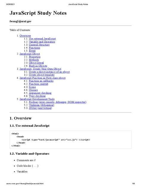 Javascript Study Notes Pdf Scope Computer Science Java Script