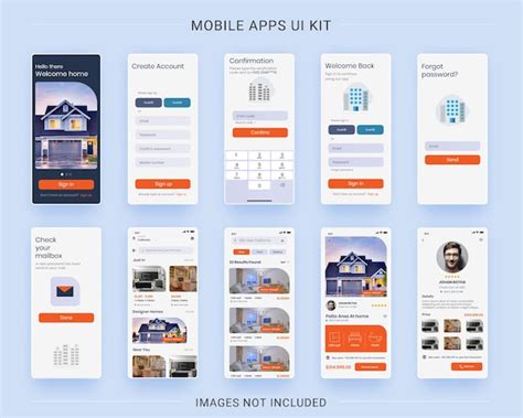 Kit Dinterface Utilisateur Pour Application Mobile Pour Limmobilier Vecteur Premium
