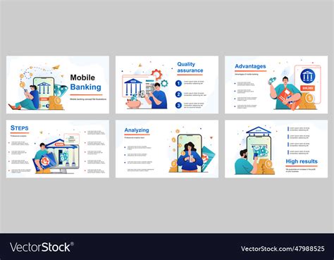 Mobile Banking Concept For Presentation Slide Vector Image