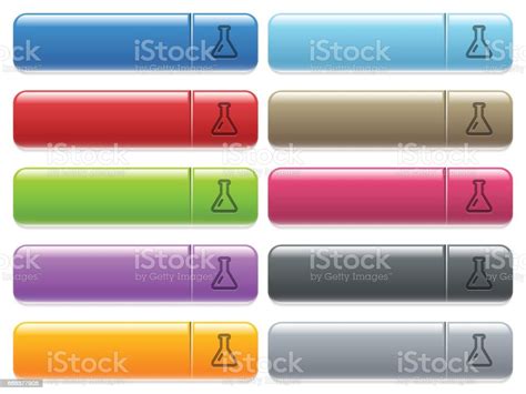 empty flask icons on color glossy rectangular menu button stock