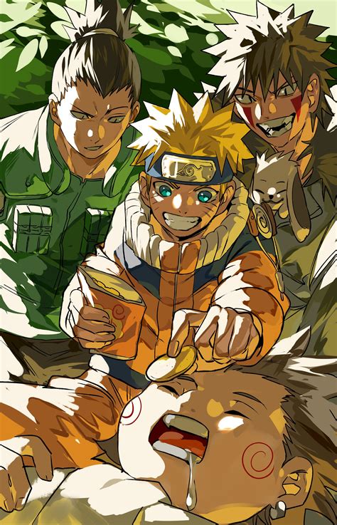 Uzumaki Naruto Nara Shikamaru Inuzuka Kiba And Akimichi Chouji