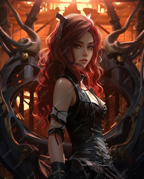 Premium Ai Image Beautiful Girl With Long Red Hair And A Hot