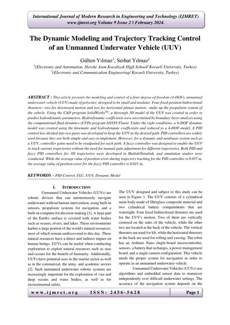 Pdf The Dynamic Modeling And Trajectory Tracking Control Of An Unmanned Underwater Vehicle Uuv