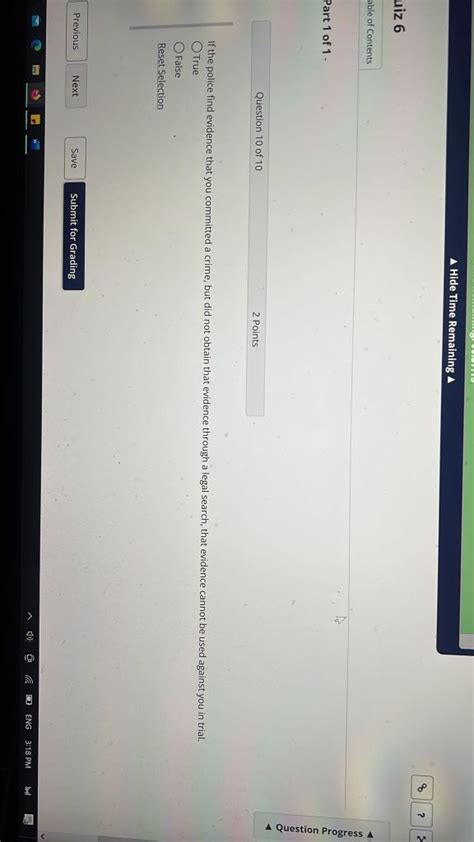Solved A Hide Time Remaining A Uiz Able Of Contents Part Chegg Com
