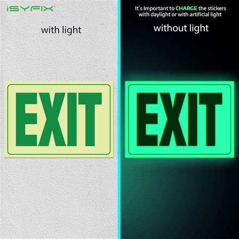 Uv Protected Vinyl Signs Glow In The Dark Exit Signs 3 Pack Emergency