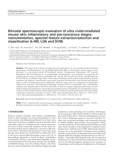 Pdf Bimodal Spectroscopic Evaluation Of Ultra Violet Irradiated Mouse Skin Inflammatory And