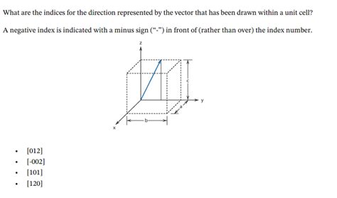Solved What Are The Indices For The Direction Represented By