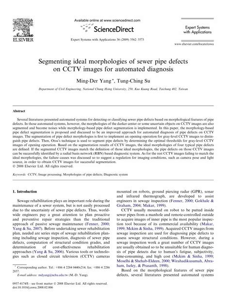 pdf segmenting ideal morphologies of sewer pipe defects on cctv