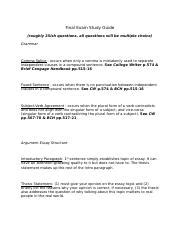 ENG Final Exam Study Guide Docx Final Exam Study Guide Roughly Ish Questions All