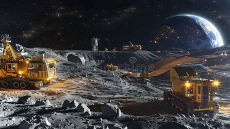 Machines Operate On An Asteroid Refining Regolith Resources For Future