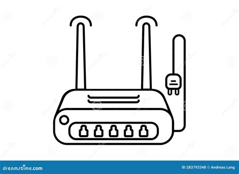 Router Flat Icon Minimalist Technology Symbol Pc Hardware Sign Artwork Stock Illustration