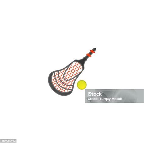 라크로스 스틱 및 볼 벡터 아이콘입니다 고립 된 라크로스 스포츠 게임 이모티콘 이모티콘 일러스트 라크로스에 대한 스톡 벡터 아트