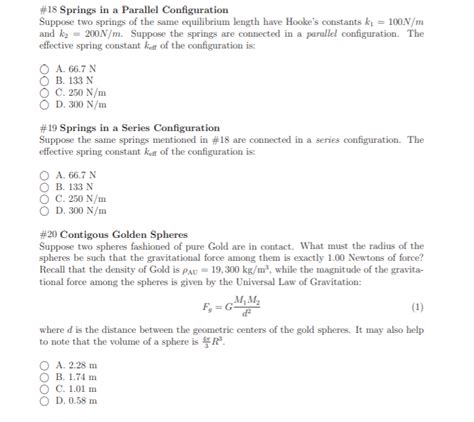 Solved 18 Springs In A Parallel Configuration Suppose Two Chegg Com