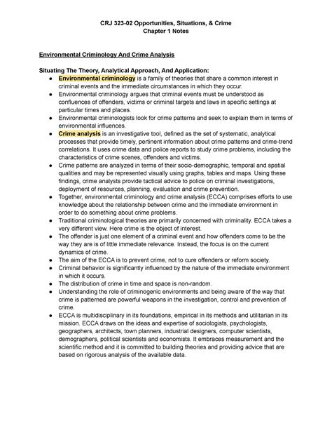 Crj 323 Chapter 1 Chapter 1 Notes Environmental Criminology And Crime Analysis Situating The