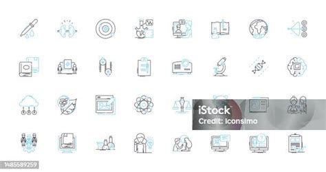 비즈니스 통찰력 선형 아이콘이 설정되었습니다 전략 리더십 혁신 분석 비전 위험 감수 의사 결정 라인 벡터 및 개념 기호 적응성 의사 소통 문제 해결 개요 삽화 가계에 대한