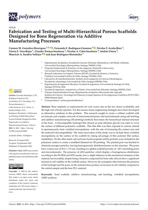 Pdf Fabrication And Testing Of Multi Hierarchical Porous Scaffolds