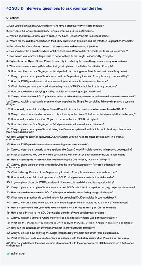 42 solid interview questions adaface