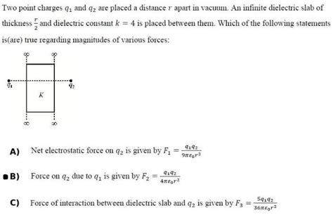 [answered] two point charges q and q2 are placed a distance r apart in