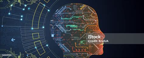 인공지능 남자의 실루엣과 기술적 배경 빅 데이터 개념 기계 사이버 마인드 인공지능에 대한 스톡 벡터 아트 및 기타 이미지 인공지능 추상적인 배경 Cpu Istock