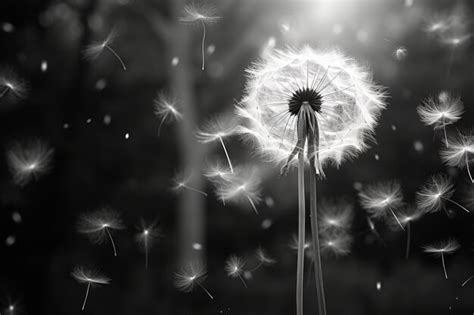 premium photo fleeting beauty captured dandelion grayscale